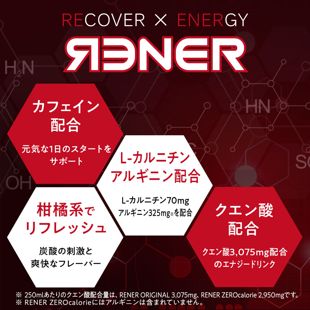 エナジードリンク「 RENER（レナー）ゼロカロリー 30本入り」クエン酸・カフェイン配合で20～50代の男性の味方！ここぞというときの ...